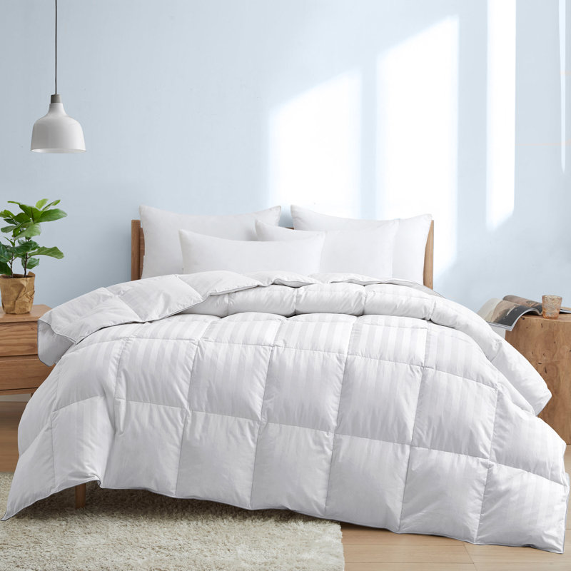 Peace Nest All Seasons Feather Fiber and Down Comforter Cotton Cover 500 TC Size King White